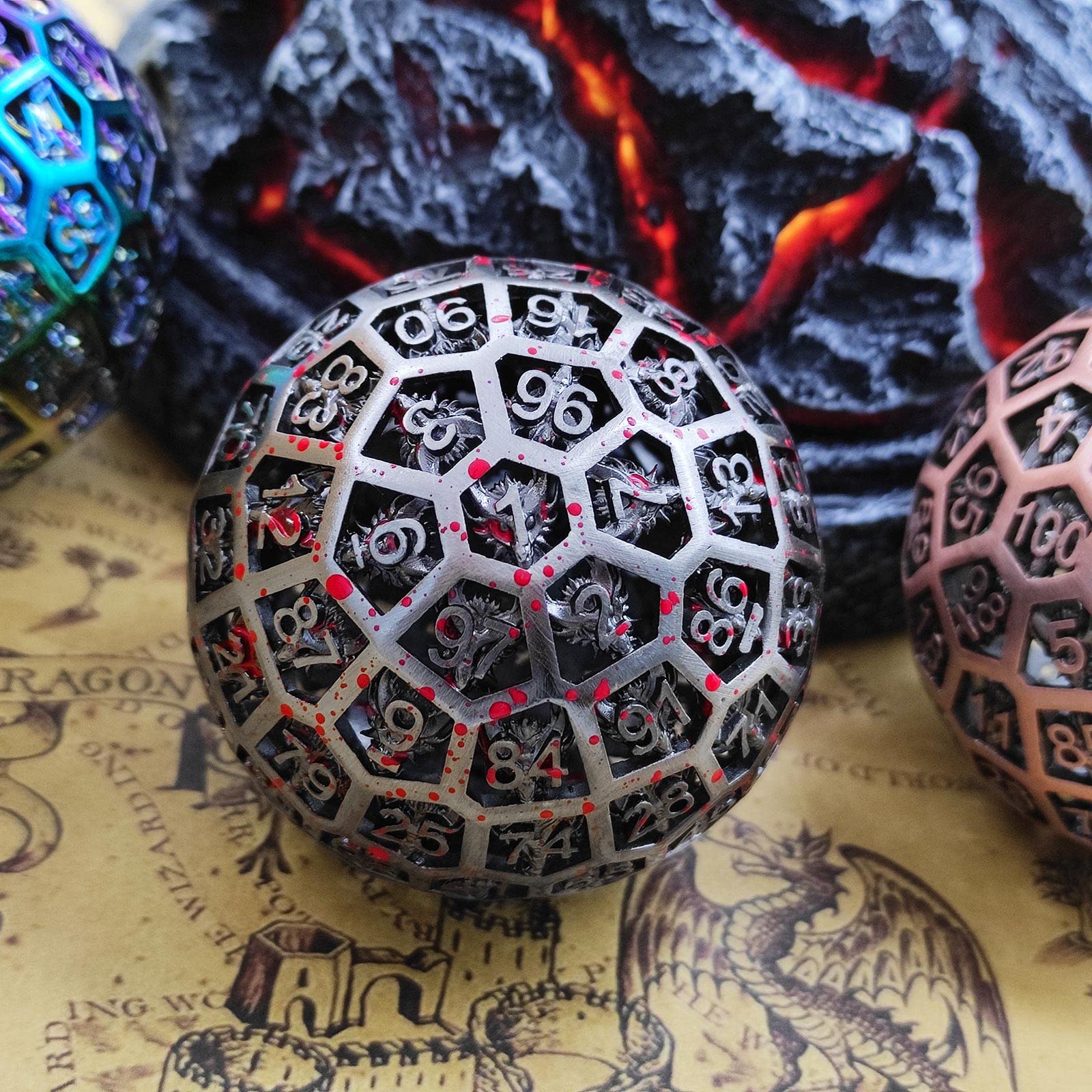 Metal DND D100 Dice Hollow D&D Dungeons and Dragons Gifts RPG Polyhedron 100 Sided Big Giant Dice Set MTG Pathfinder Warhammer D and D Card Table Games Accessories - Colorful