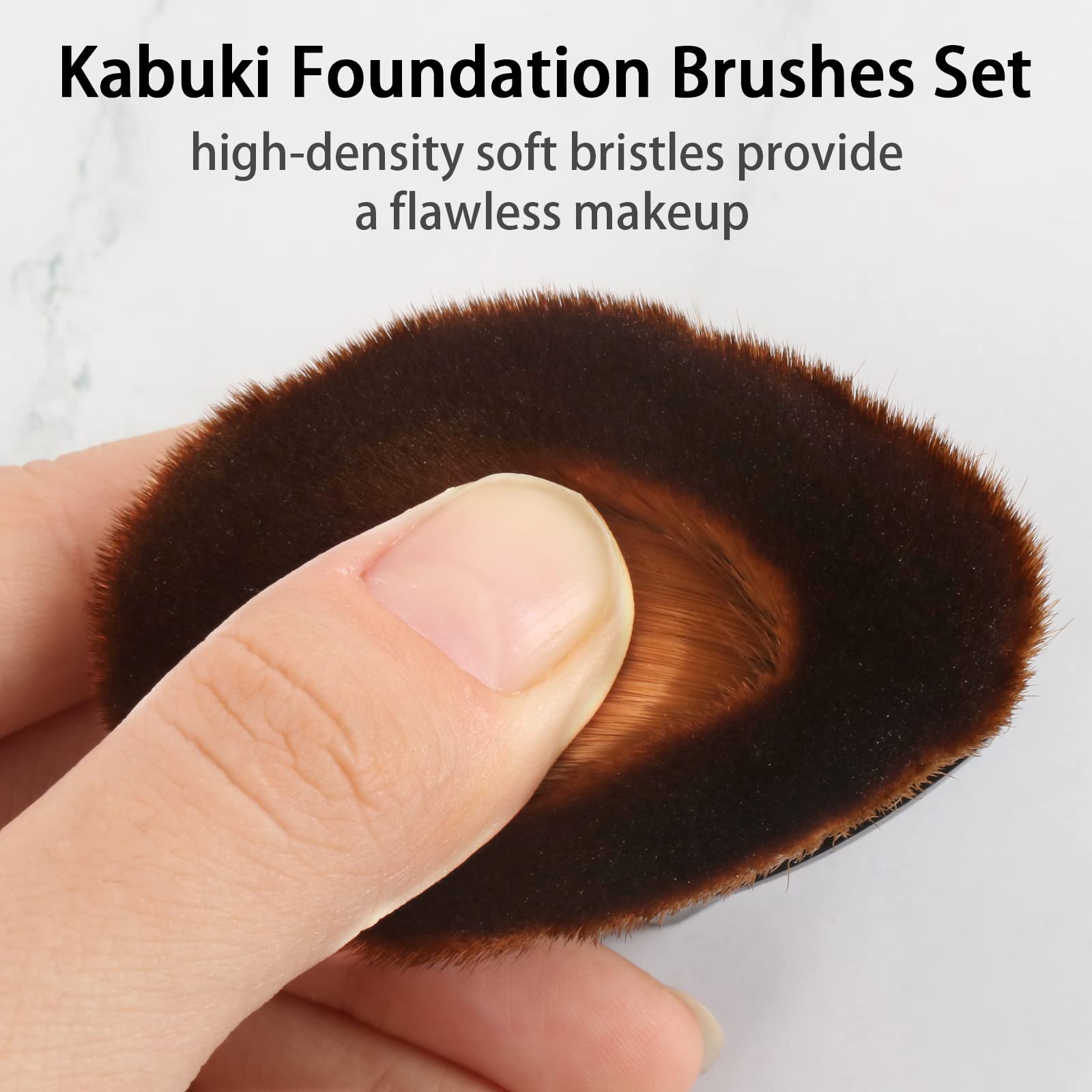 Leezead Foundation Brushes Oval Kabuki Foundation Brush for Liquid Makeup, High Density Hexagon Face Kabuki Brush Oval Makeup Brushes Concealer Brush for Blending Liquid,Cream,Flawless Powder