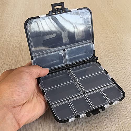 Hook Bait Storage Box Transparent Fishing Lure Tackle Container Multifunction Waterproof Fishing Tools(Black)