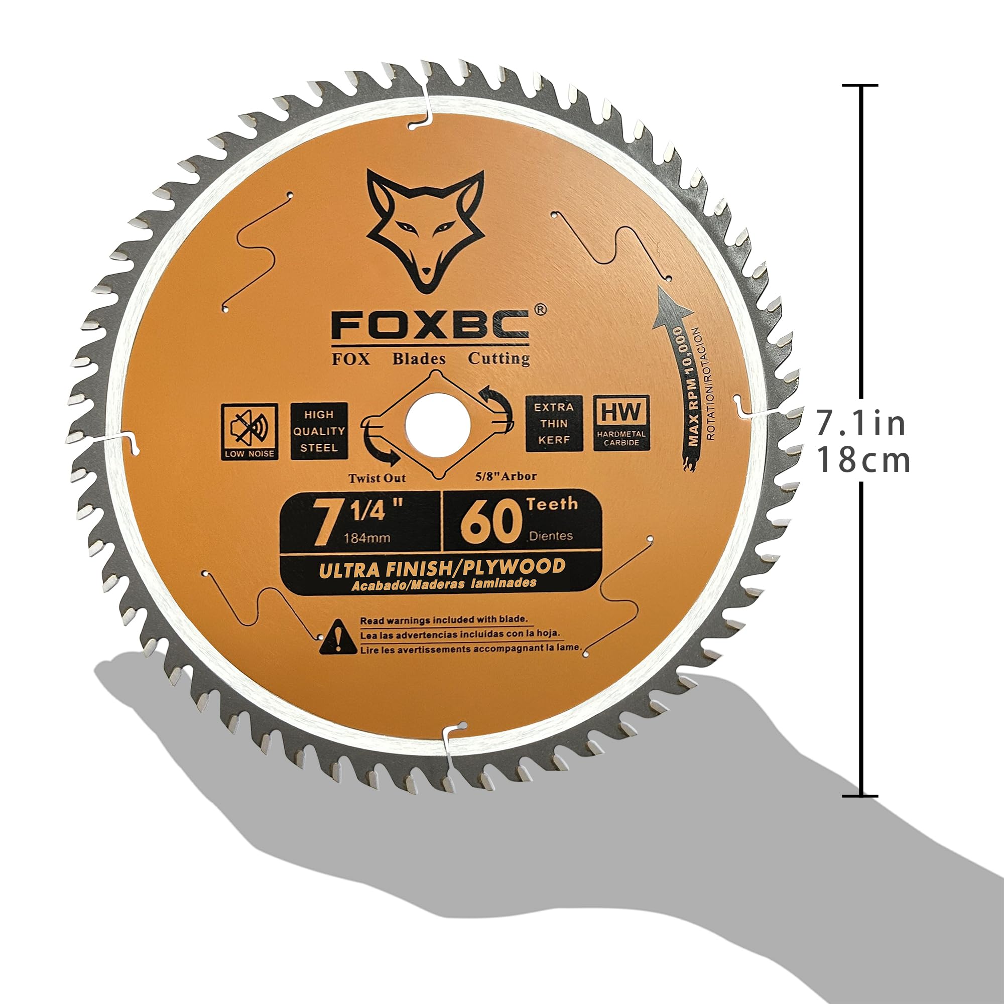 FOXBC 7-1/4" Circular Saw Blade 60-Tooth Replacement for Freud Diablo D0760A D0760X, DeWalt DWA171460 Ultra Fine Finish Circular Saw Blade