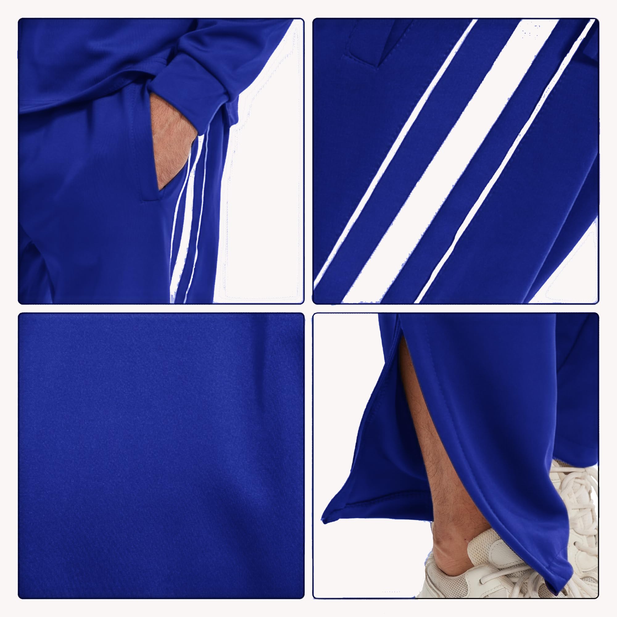 Eylhot Men's Tracksutis 2 Piece Full Zip Casual Polo Sweatsuits Athletic Running Jogging Suits Set with Zipper Pockets(Blue,XXL)