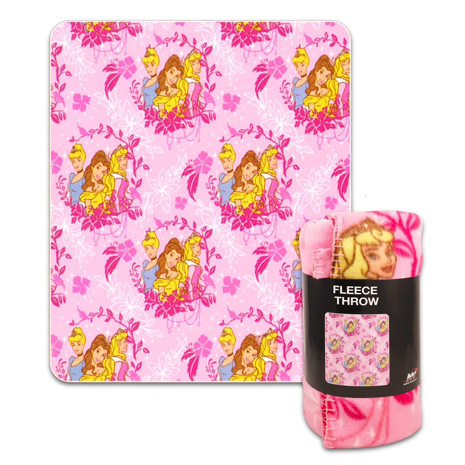Disney Princess Fleece Blanket Set for Girls - Bundle with 45x60 Inch Princess Throw Blanket and Drawstring Bag (Disney Princess Room Decor)