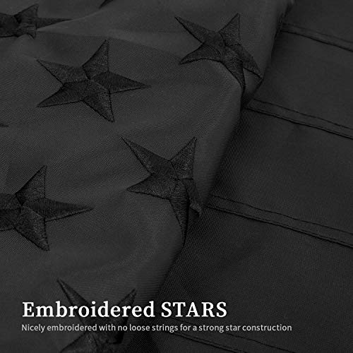 Jetlifee Black American Flags 3x5 Ft, Heavy Duty US Flags with Embroidered Star Sewn Stripes, Brass Grommets Black USA Flag, UV Protection for Outdoors All Black Flag
