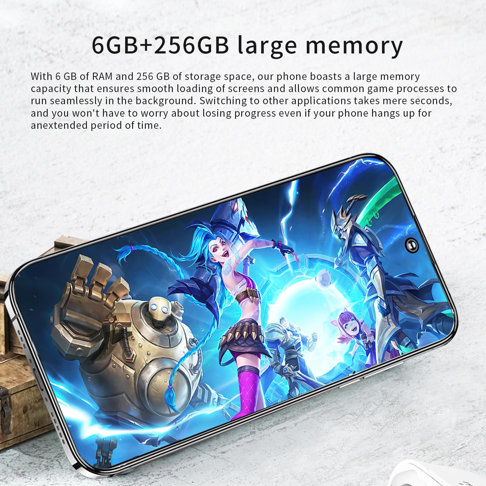 ExAchat U21 5G Smart Phone,Unlocked Cell Phones, 6.6" Screen, 5800mAh,6GB+256GB ROM+128GB SD Card, Snapdragon 8 Gen2 Processor, Android Phone with 50MP+24MP Camera, Face Unlock/Dual Sim - Black