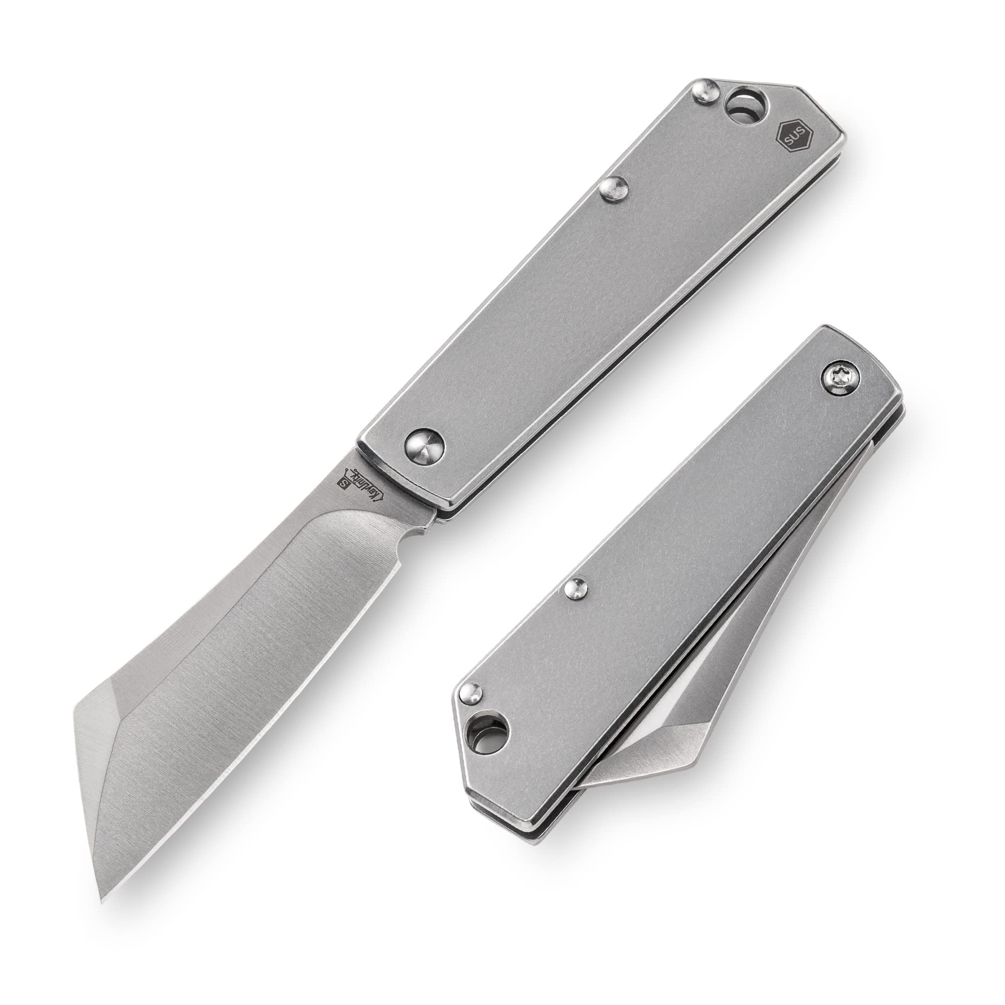 KeyUnity KK03S Small Folding Knife Fixed Blade Knife, Stainless Steel EDC Pocket Knife for men & Women