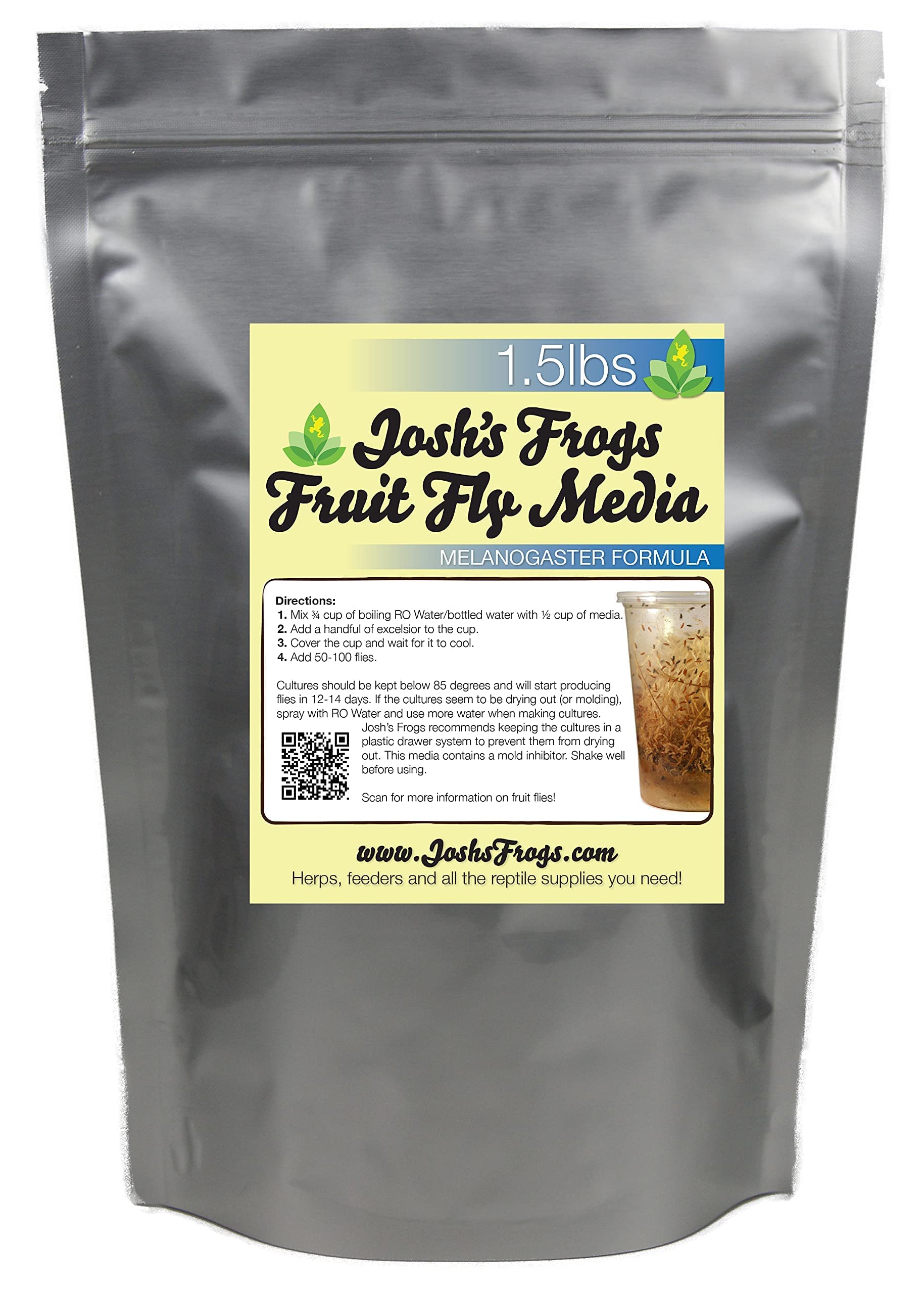 Josh's Frogs Melanogaster Fruit Fly Culturing Kit with Media, Vented Cups, and Excelsior (Small)