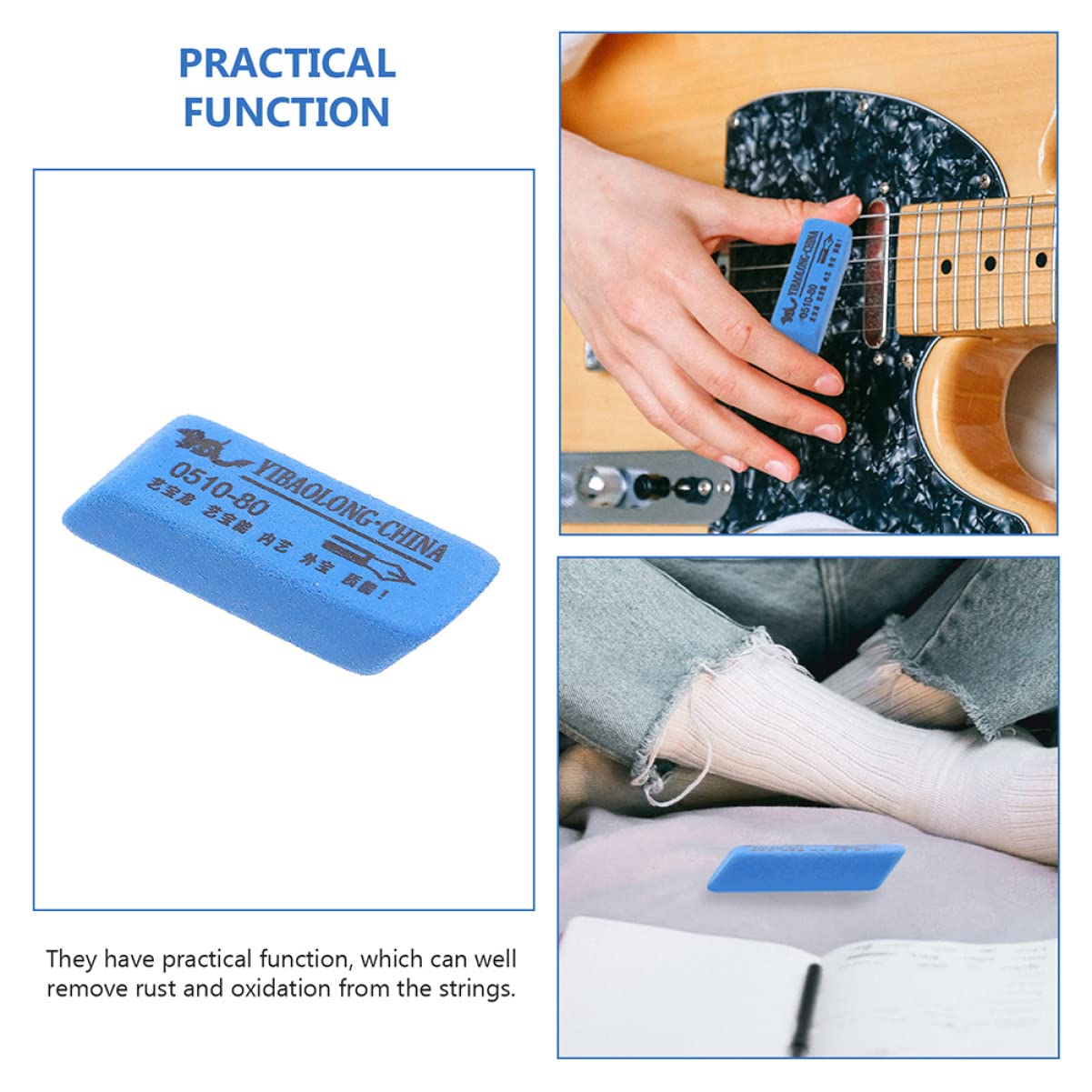 ERINGOGO 36 Pcs String Fret Derusting Guitar Cleaner Polishing Tool Cleaning Kit Household Cleaning Tools Frets Polish Kits Frets Polish Tools Oxidation Reconditioning Eraser Fret Erasers