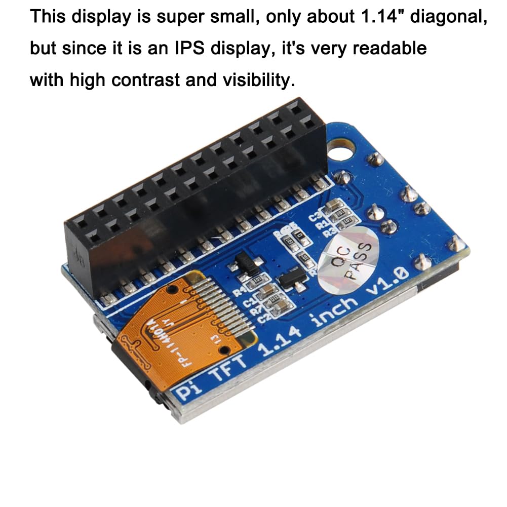 DIYmall 2PCS 1.14" Mini PiTFT LCD Display Module 135x240 Full Color TFT SPI ST7789 3.3V Add-on LCD Module for RaspberryPi