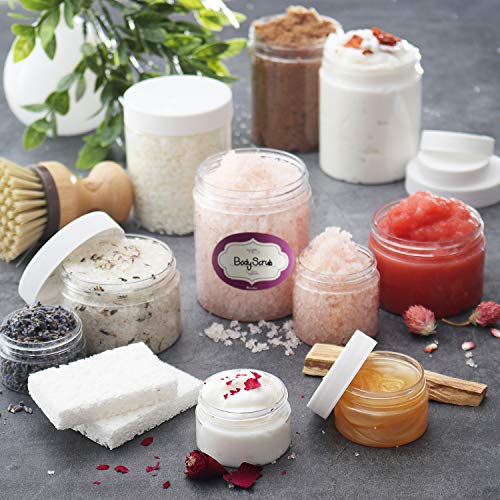 DilaBee Empty Jars with Lids – Refillable Small Plastic Containers with Lids - Clear Plastic Jars - Jars for Body Butter - BPA Free Containers for Kitchen Use, Slime, Beauty Products, (24 Pack, 8 Oz)