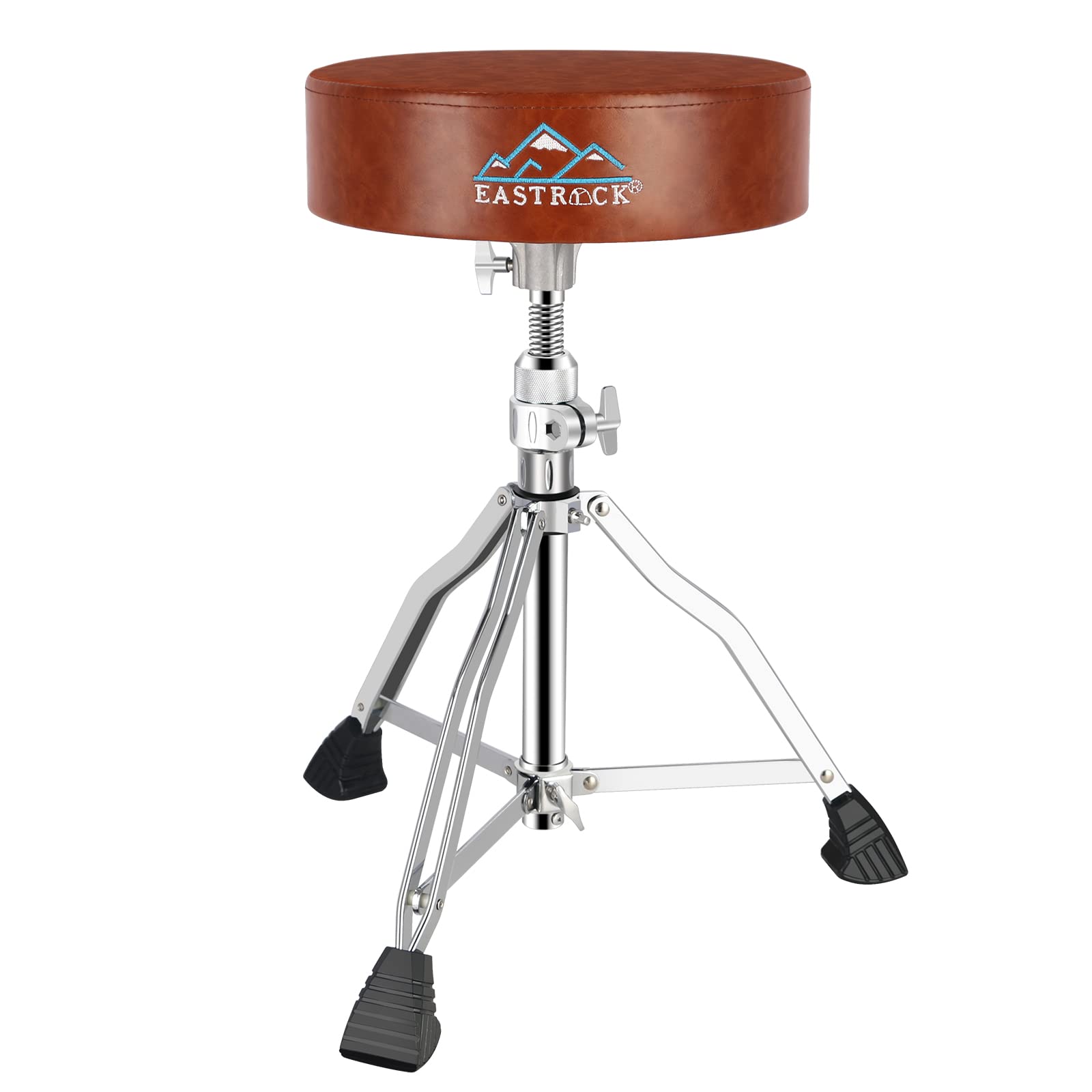 EASTROCK Drum Throne Drum Chair Drum Stool Seat Adjustable Height Swivel Drum Seat Padded Drum Stool Seat Portable Rotatable Drummer Chair (Brown)