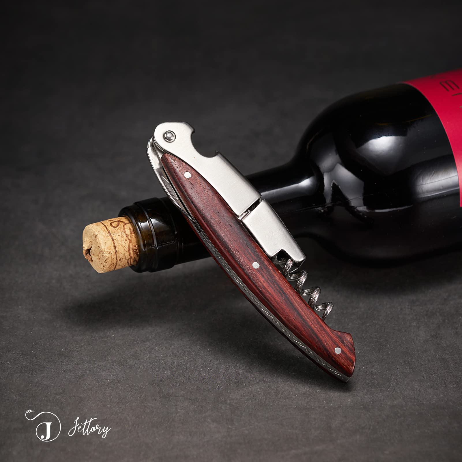 Jettory Wine Opener, Premium Waiters Corkscrew with Foil Cutter, Beer Opener & Dual Hinge for Wine Bottle, Stainless Steel Wine Key for Servers Waiters and Home Use