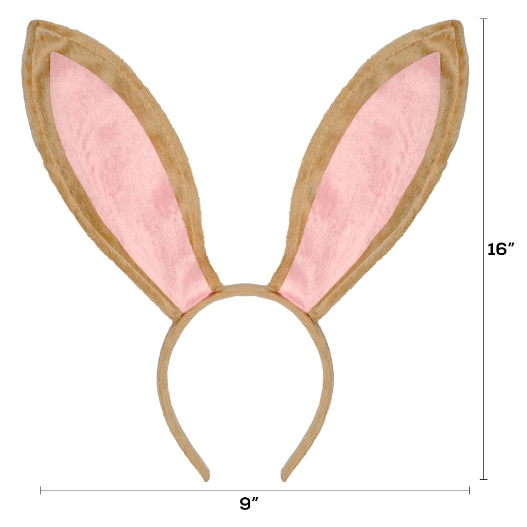Funcredible Brown Bunny Ears - Bunny Ears Headbands - Bendable Bunny Ears - Bunny Rabbit Cosplay Costume Accessories for Kids and Adult