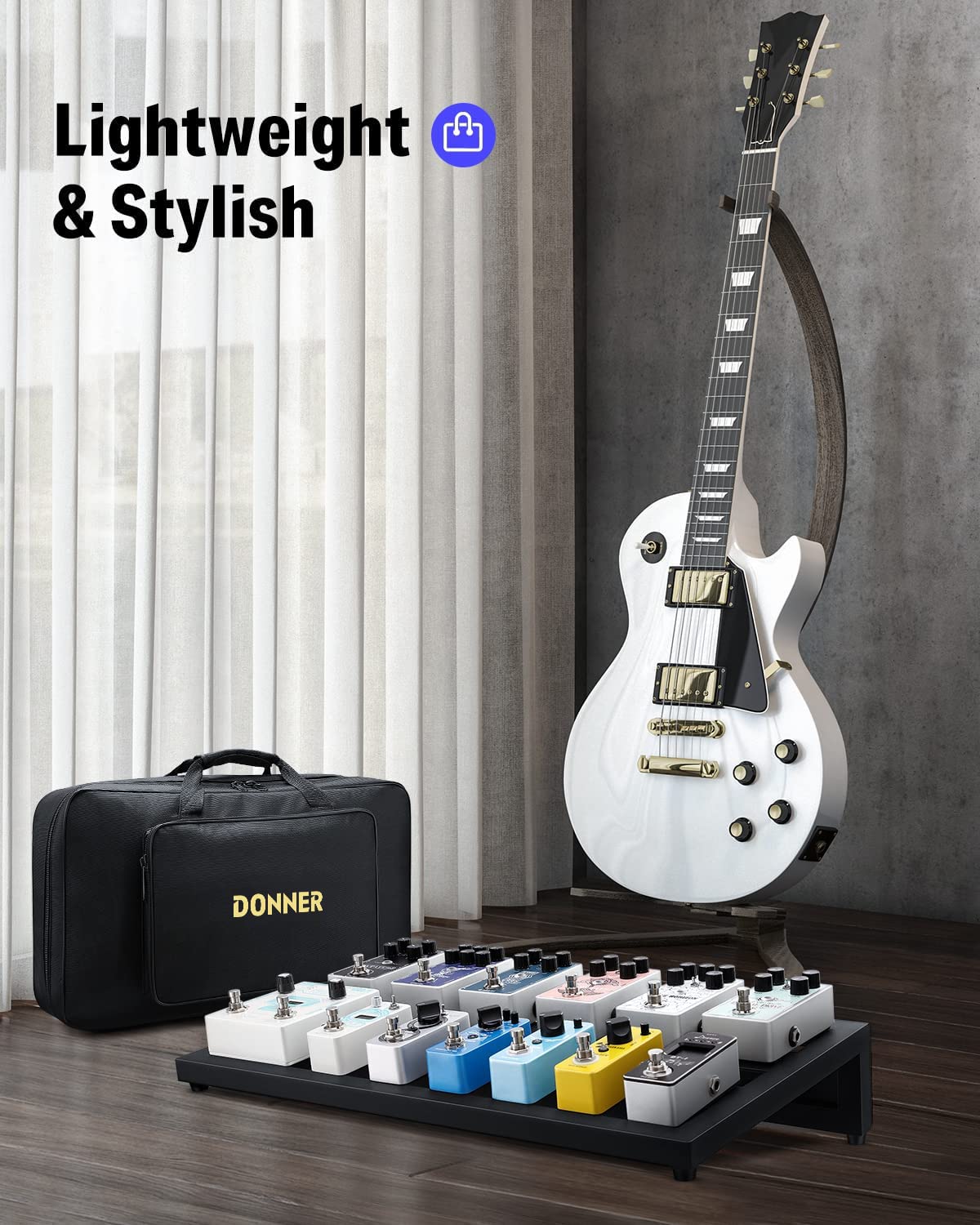 Donner Guitar Pedal Board Case DB-3 Aluminium Pedalboard 20'' x 11.4'' x 4'’ with Bag