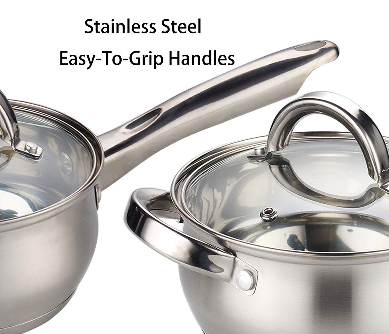 Heim Concept Cookware Set W-001 12-Piece Stainless Steel Pots and Pans Set, Kitchen Cooking Set with Glass Lid