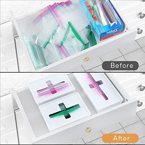 Ziplock Bag Organizer for Kitchen Drawer Pantry, 4 PC Plastic Bag Storage Organizer Container with Openable Top Lids, SuitableĀ for Gallon Quart Sandwich Snack Bags