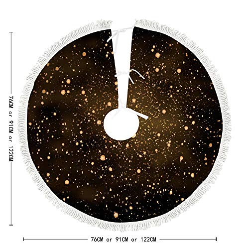Dream Bay Christmas Tree Skirt,Golden Sparkling Christmas Tree Mat for Xmas Party Decoration 30x30 Inches