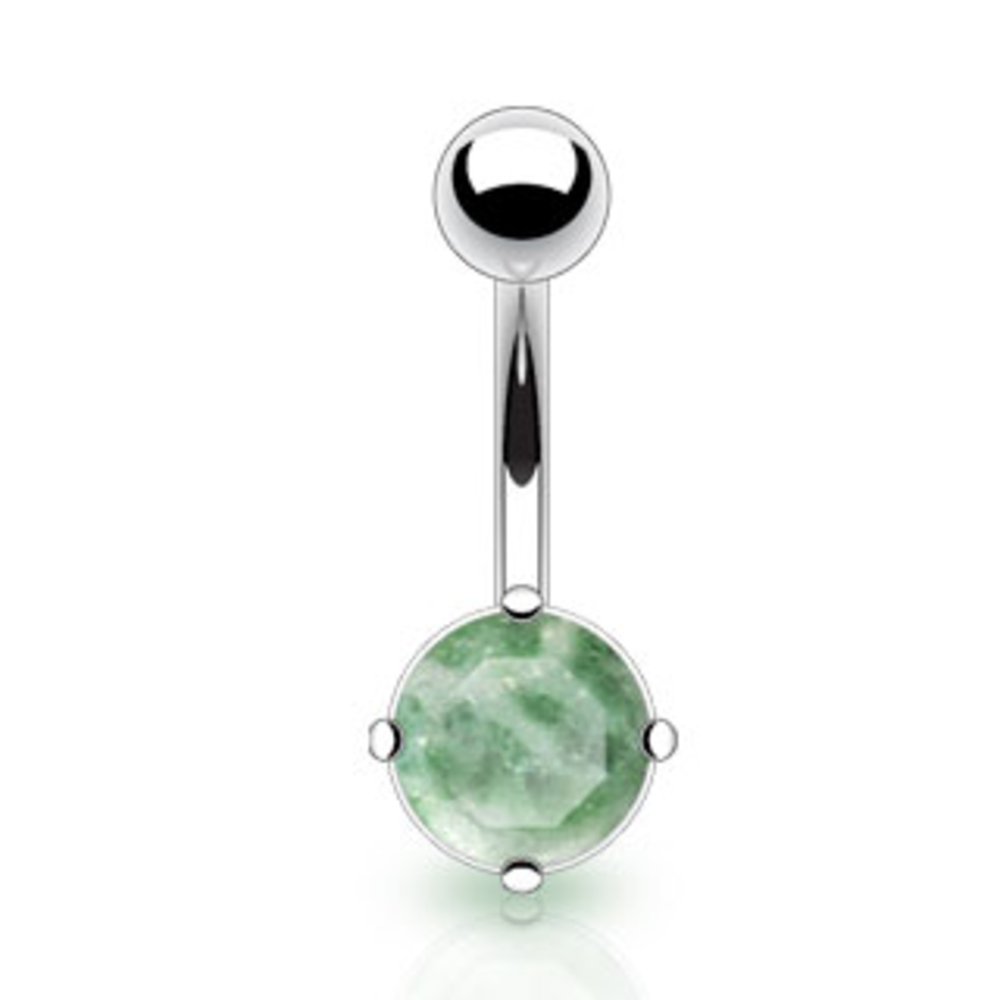 Dynamique 14g Amazonite Semi Precious Stone Prong Set Belly Button Ring 316L Surgical Steel (Sold Per Piece)