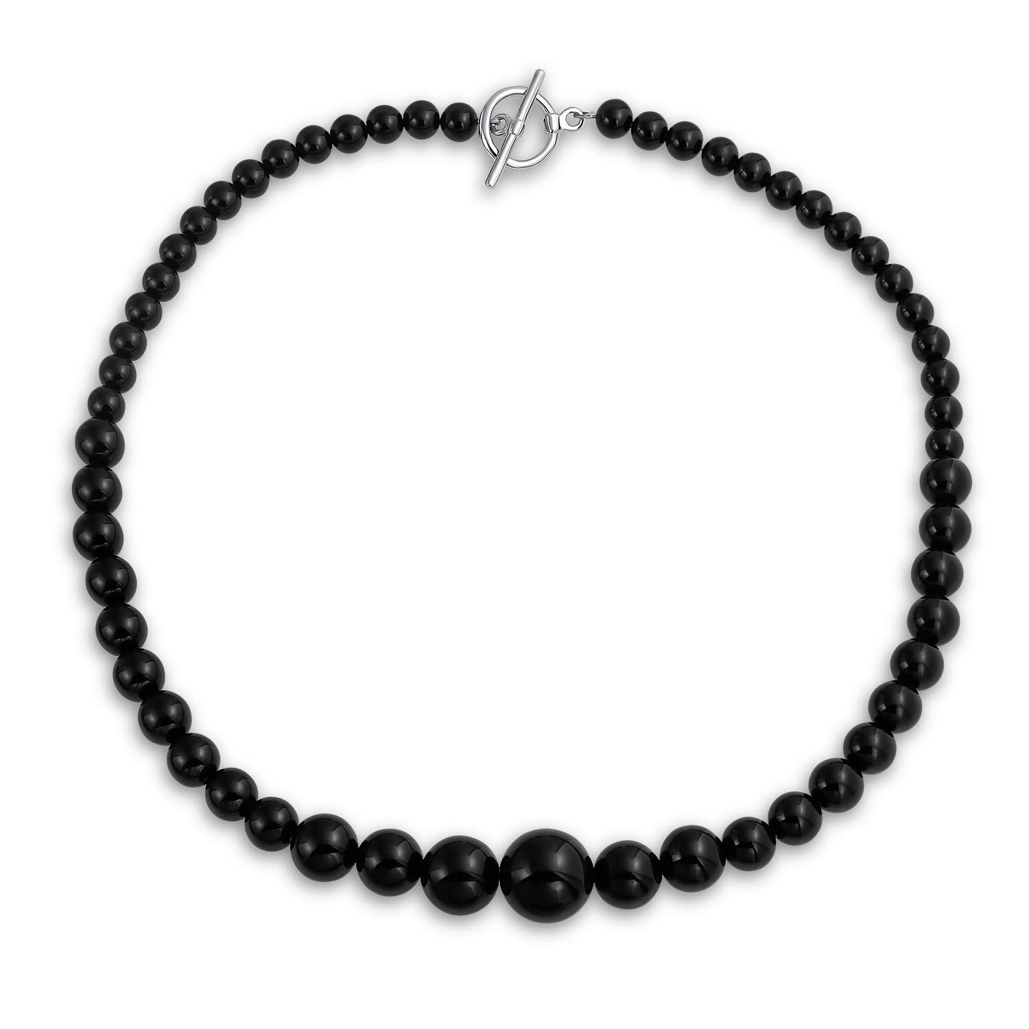Elegant Simple Graduated Round Bead Ball Basic Strand Necklace Western Jewelry For Women Silver Plated Clasp 16-18 Inches