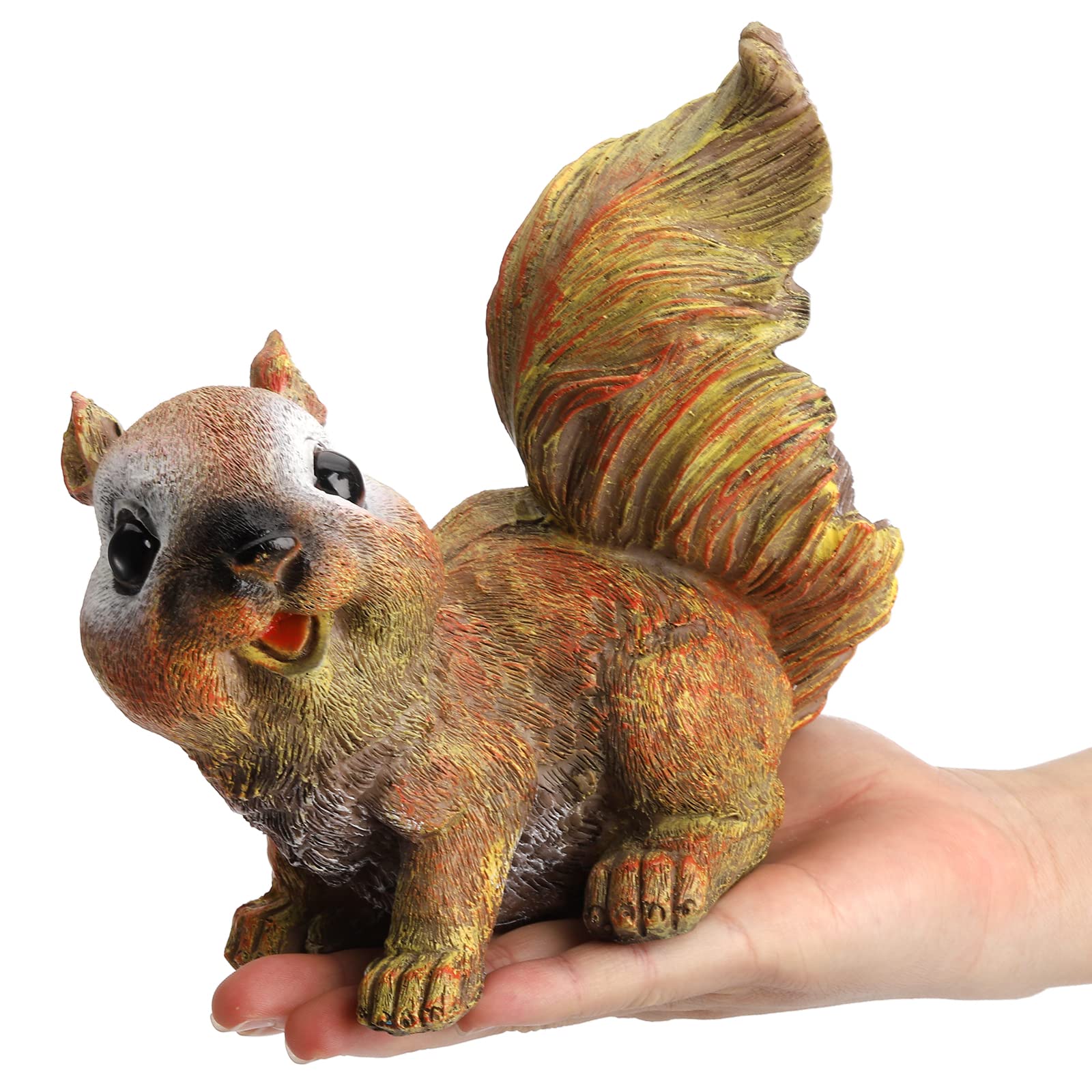 Elsjoy Set of 2 Garden Squirrel Statues, 6" Resin Squirrel Figurine Cute Squirrel Decor, Happy Squirrel Figure for Garden, Patio, Home Decor, Gift