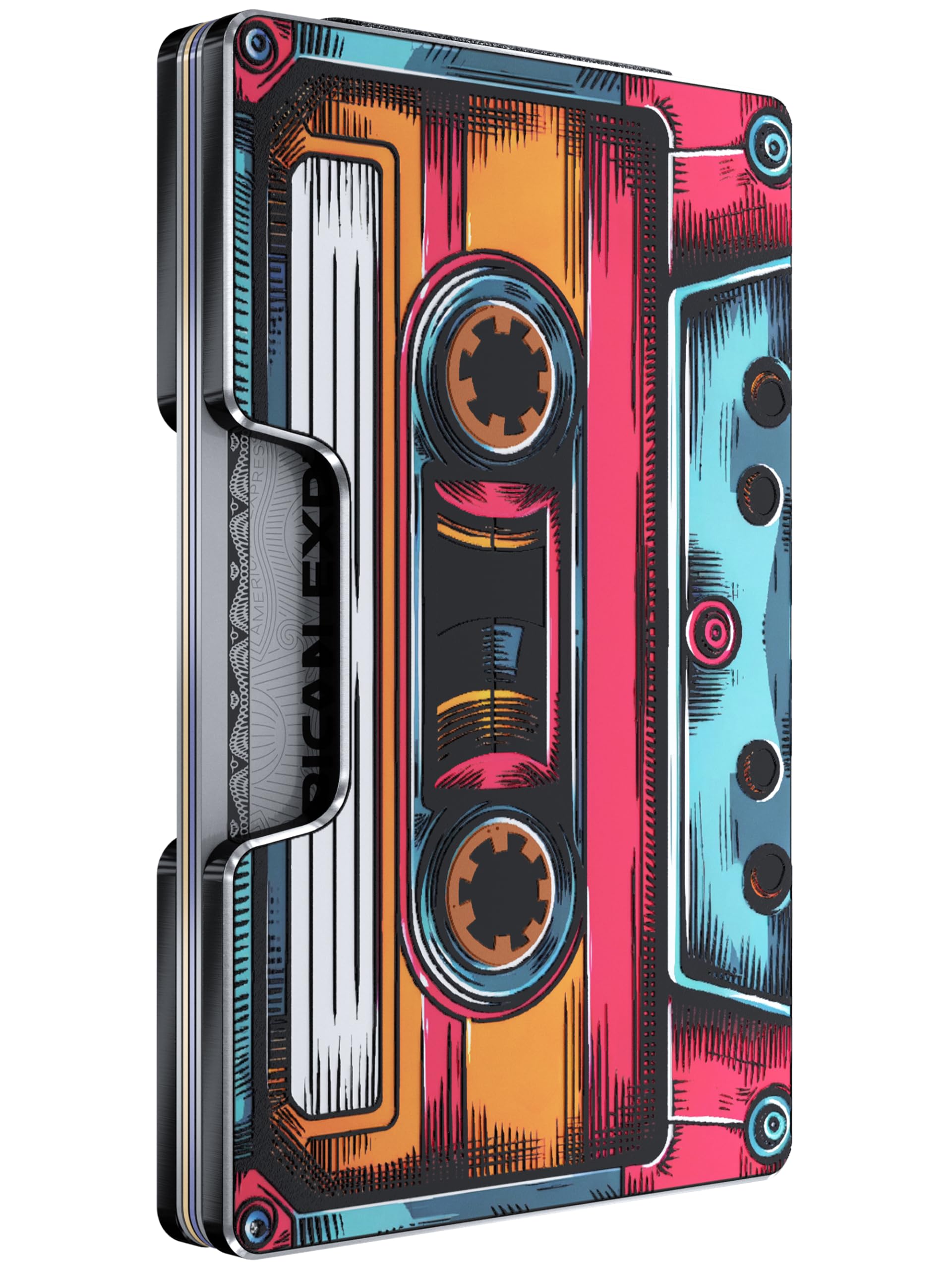 Freja Svendsen Printed Aluminum Wallet for Men - Slim Money Clip & Card Holder with Tactile Selective Varnish. Enhanced RFID Blocking, Compact, Unique & Minimalist Wallets - King of Hearts