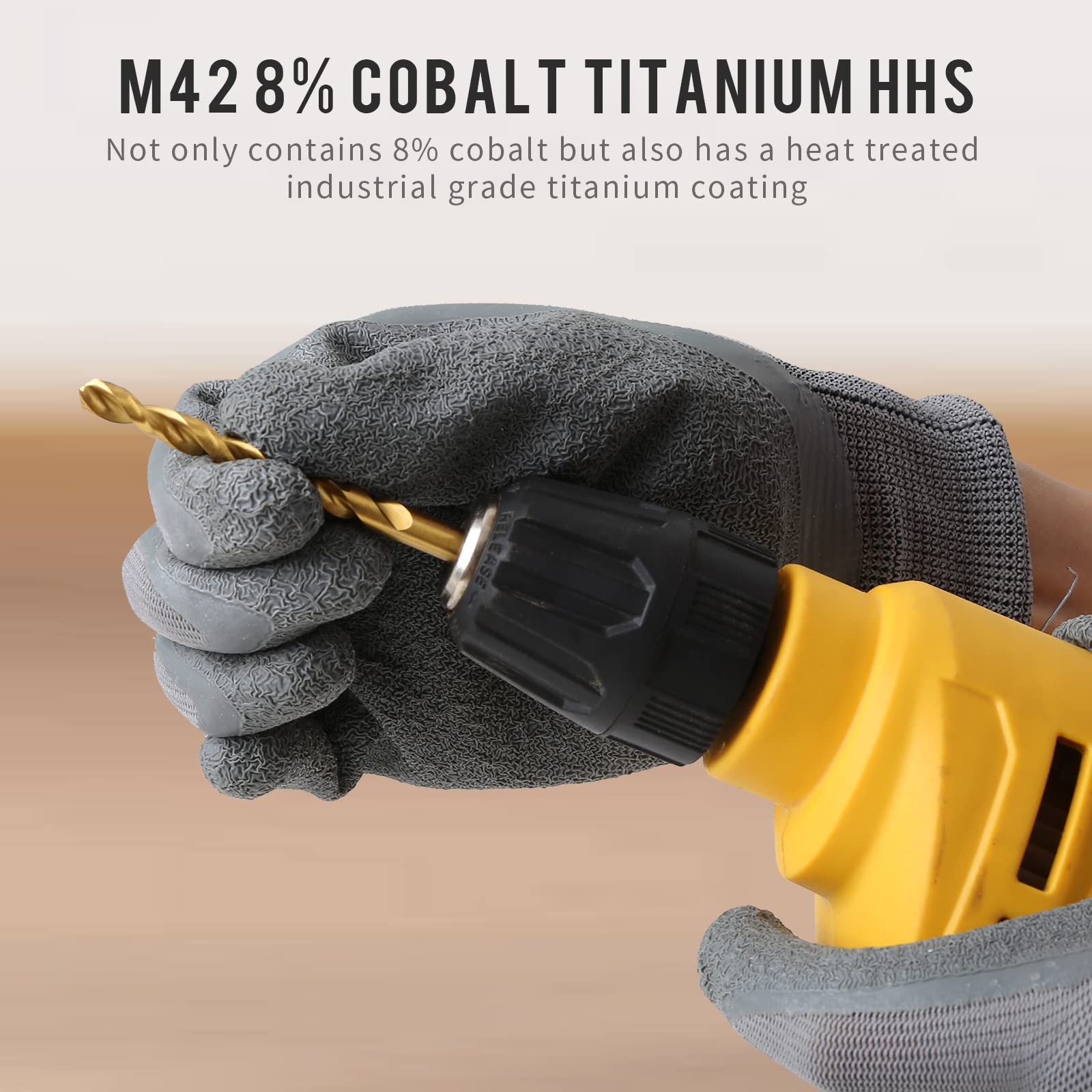 Metric Titanium Coated M42 8% Cobalt Twist Drill Bits Set for Stainless Steel and Hard Metal - Industrial Grade Titanium Coated High Cobalt Drill Bit Set…