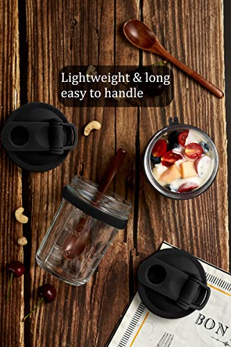 Overnight Oats Containers with Lids - 2pack Gray 10 oz Wide Mouth Mason Jar with Spoon Very Convenient for Use On The Go, Tight sealing glass jar ideal for home, office or to go