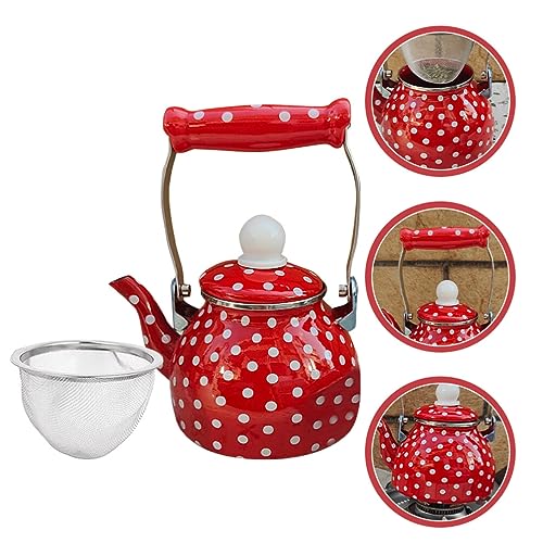 Luxshiny Enamel Kettle ceramic kettle flowering tea pot loose leaf tea kettle tea leaf infuser tea infuser pot enamel tea pot loose leaf teapot wear-resistant stove kettle universal milk