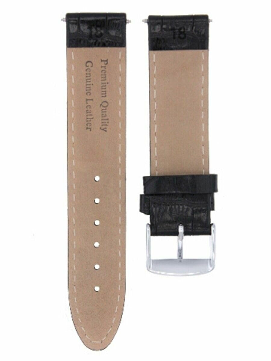 Ewatchparts 18MM GENUINE LEATHER WATCH BAND STRAP COMPATIBLE WITH IWC PILOT PORTUGUESE TOP GUN BLACK WS