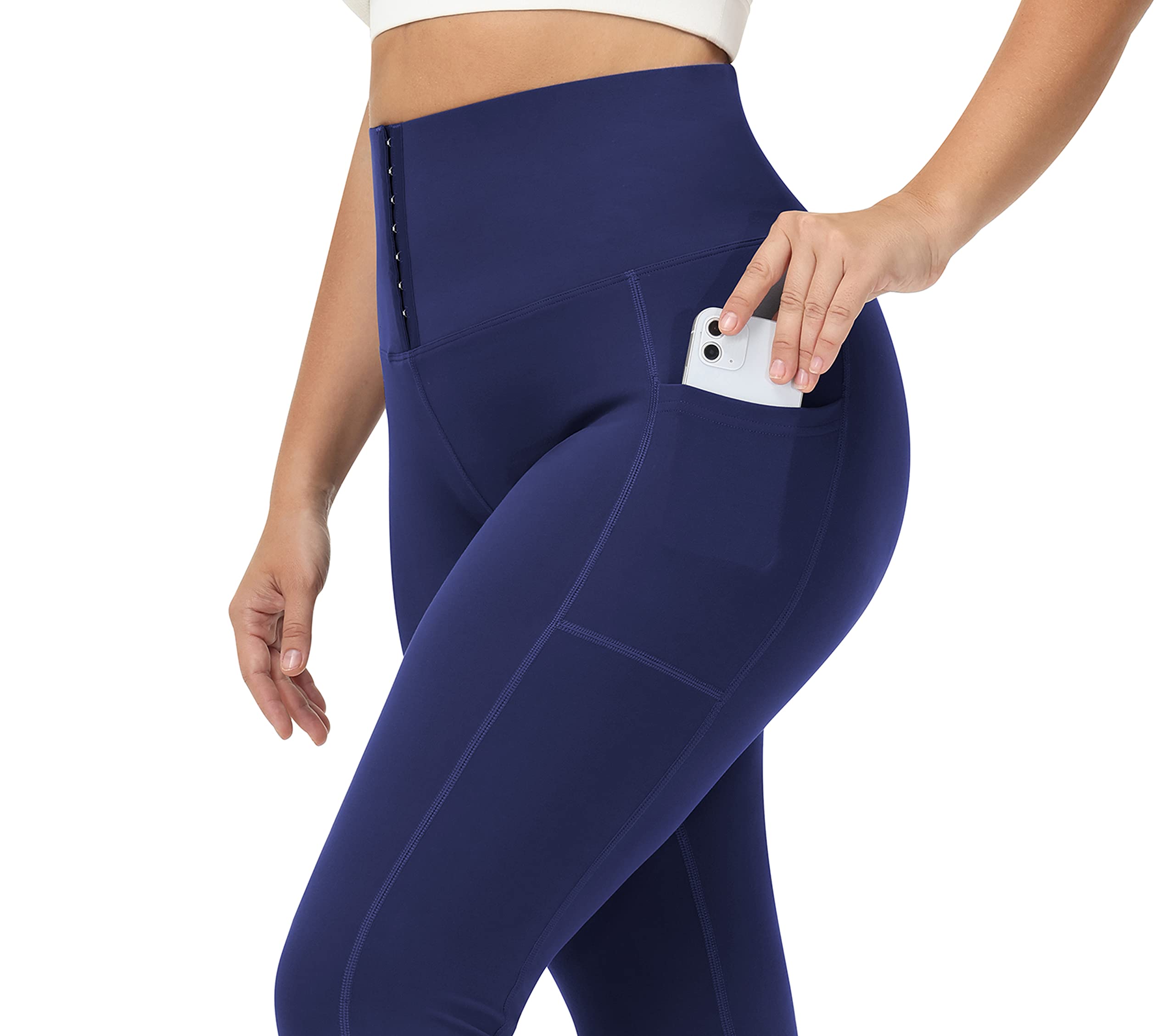 Fengbay High Waist Corsets Compression Leggings for Women Tummy Control,Pockets Yoga Pants with Waist Trainer Attached