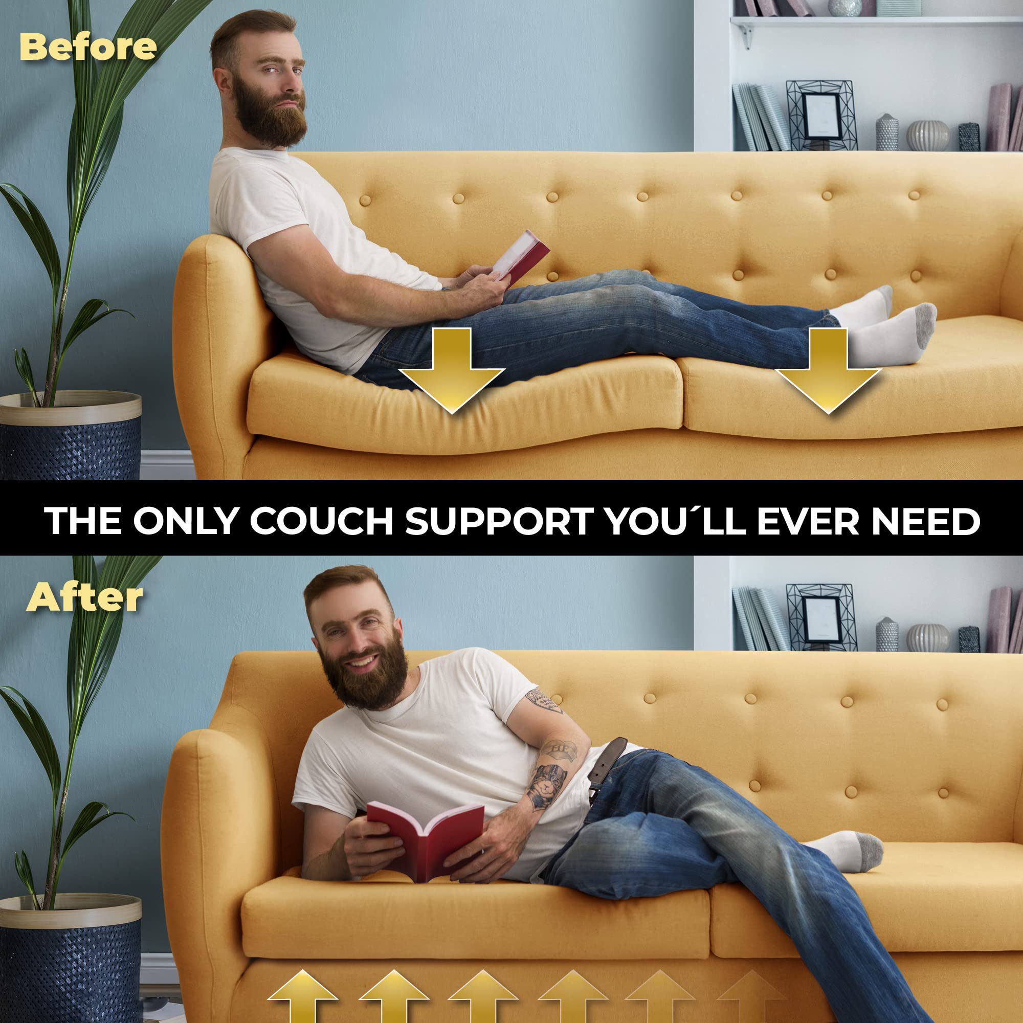 Golden Home Essentials XL 23.2in x 68in Couch Support for Sagging Cushions - Extra Wide Sofa Cushion Support Board - 0.4in Saggy Couch Cushion Support for Sagging Seat - Sagging Couch Support Board