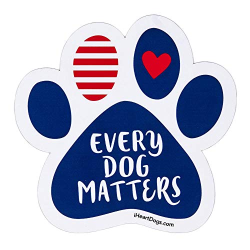 iHeartDogs Car Magnet - 'Every Dog Matters' Paw Print - Blue