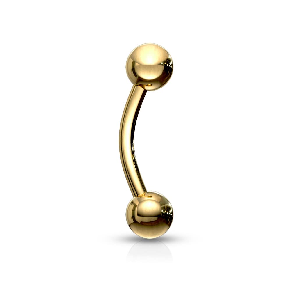 Dynamique Gold Plated Over 316L Surgical Steel Curved Barbells (Sold Per Piece)