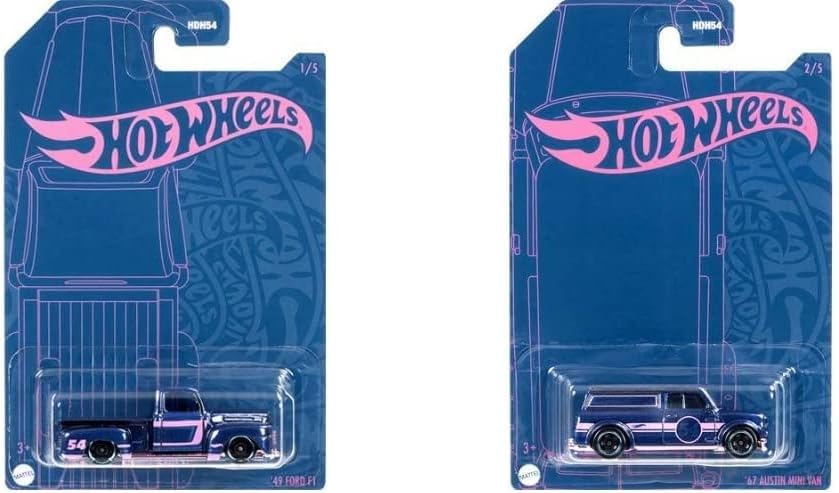 Hot Wheels 2022 Pink and Blue Series 54th Anniversary Partial Set of 4 Diecast Vehicles