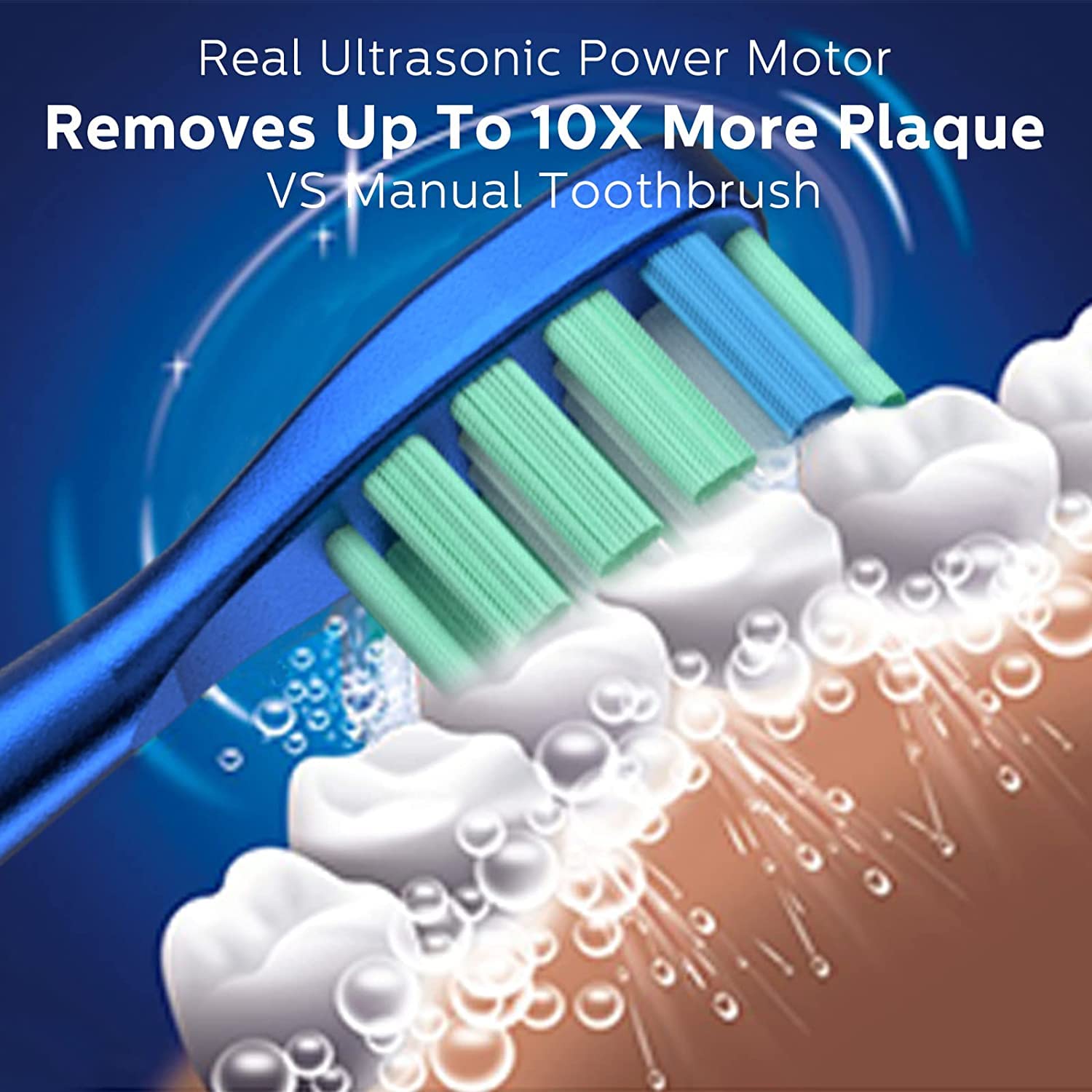 Tylola Travel Portable Sonic Electric Toothbrush for Adults-10 Dupont Premium Replacement Heads-1 Minute Automatic Cleaning &Drying Function-2 Minute Smart Timer-4 Modes,3 Intensity-Royal Blue