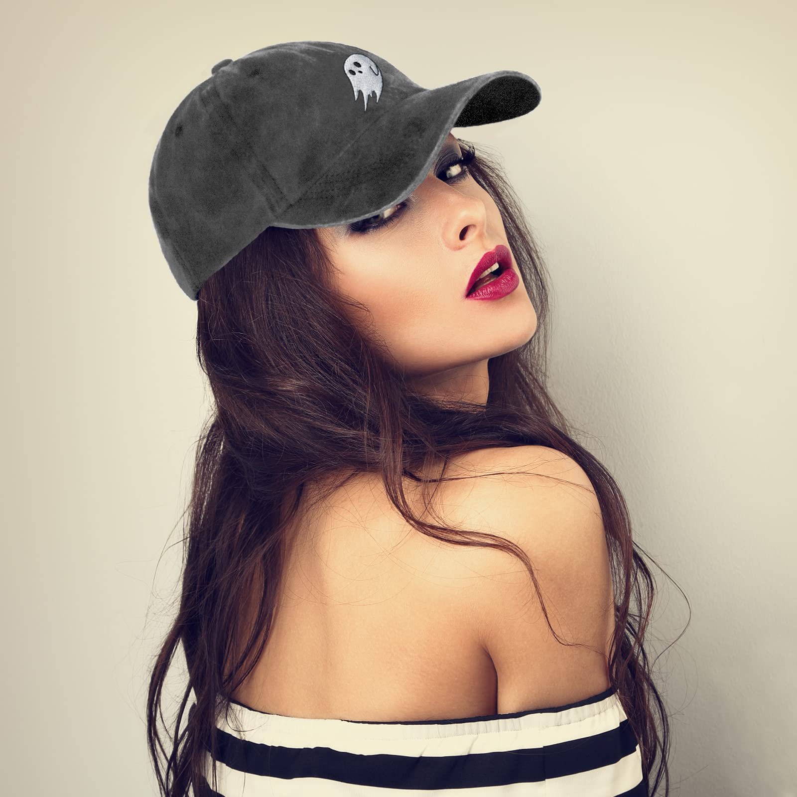 Halloween Cute Ghost Baseball Cap Hats for Men Women Cool Emo Gothic Goth Perfect Best Grunge Spooky Witch Graphic Birthday Presents Vintage Dad Trucker Hat Black