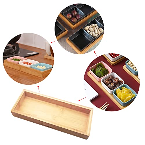 lacitycover Natural Wood Tray, Slip-Resistant Wooden Bathroom Tray & Kitchen Decor Wood Holder Organizer
