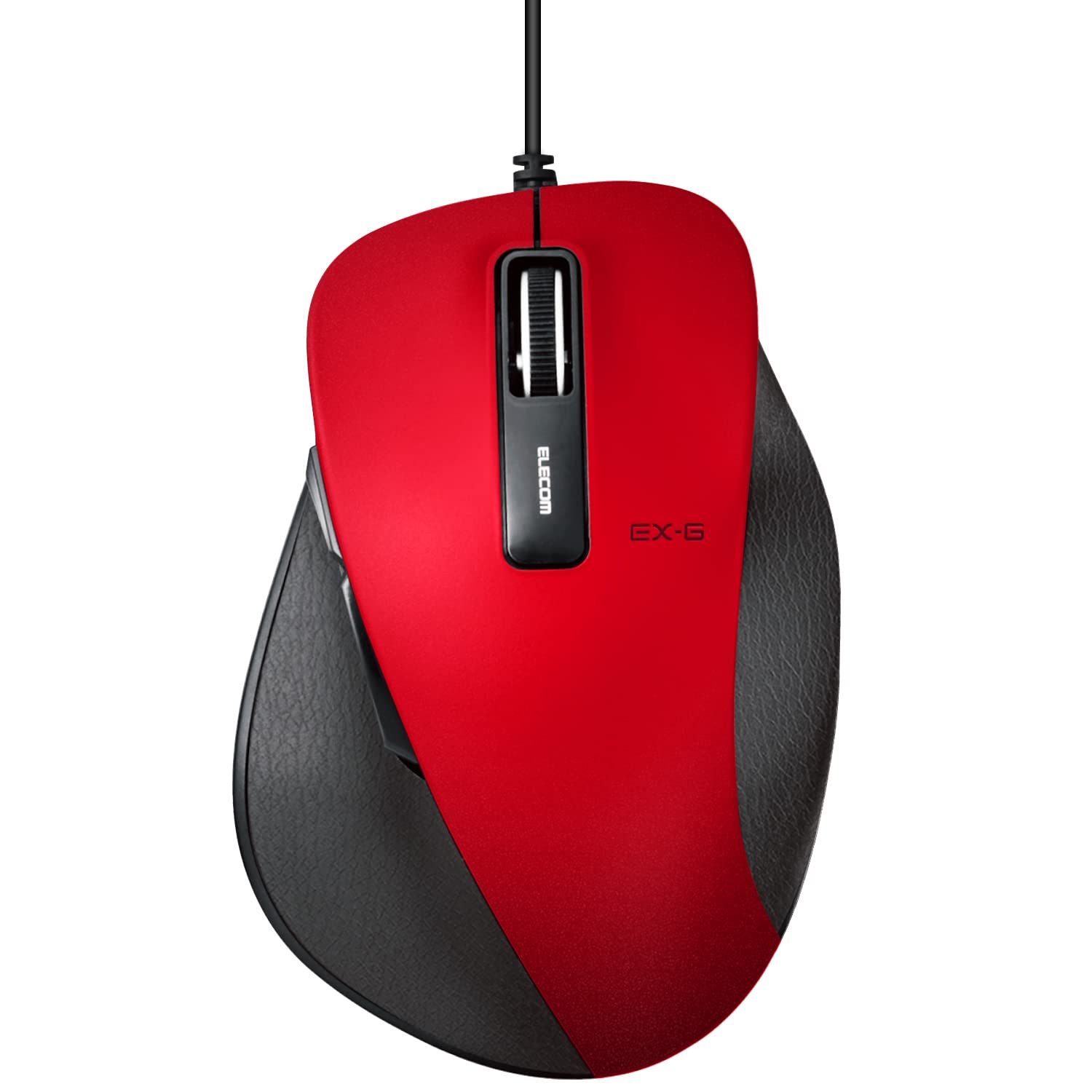 ELECOM USB Wired Mouse, Corded Mouse with Quiet, Silent Click, Ergonomic Design, 5 Button, for Windows and Mac, Large Size (M-XGL10UBSRD-US)