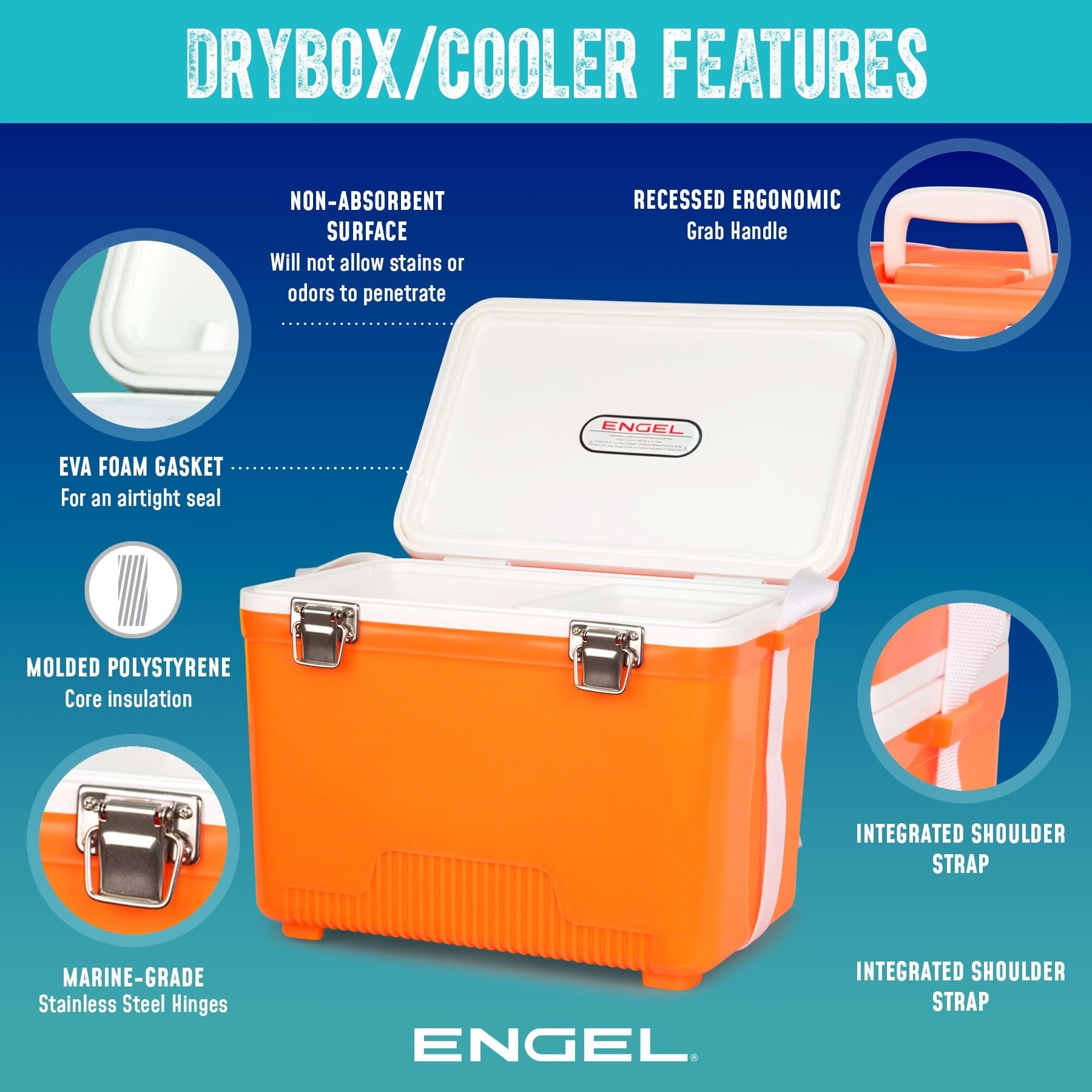 Engel UC30 30qt Leak-Proof, Air Tight, Drybox Cooler and Hard Shell Lunchbox for Men and Women in Seafoam