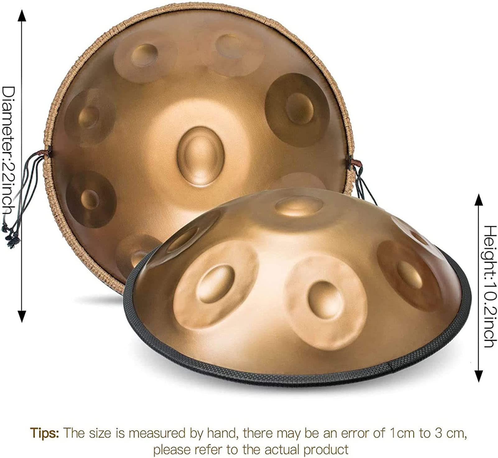 MFYDPP 432Hz Handpan Steel Drum,9 Notes 22 Inch Steel Tongue Drum with Soft Hand Pan Bag,Harmonic Percussion for Sound Healing, Personal Meditation,Yoga