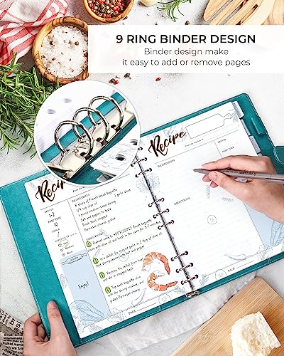 molekaus Recipe Book ,Blank Recipe Book to Write in Your Own Recipes,Recipe Notebook for Family Cooking, Removable Hardcover 7" x 10"Recipe Journal with 160 Pages-green