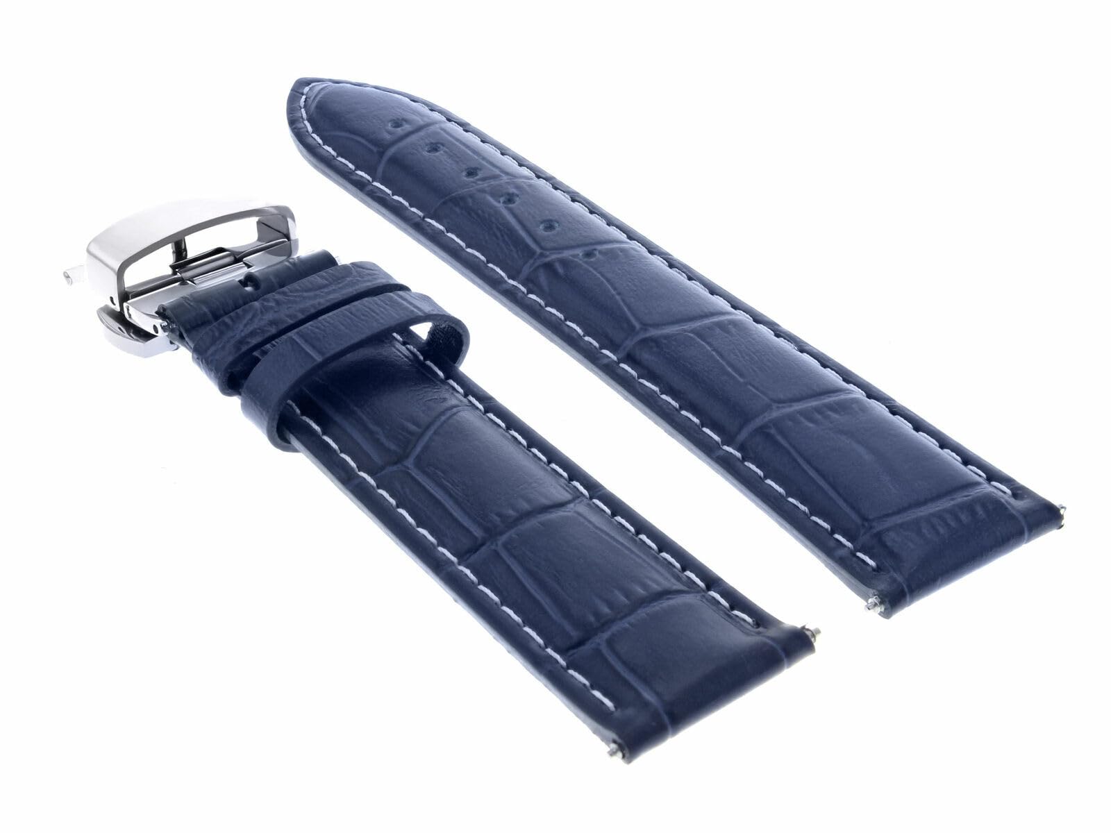 Ewatchparts 22MM BLUE LEATHER WATCH BAND STRAP FOR MENS IWC PILOT PORTUGESE WATCH + CLASP