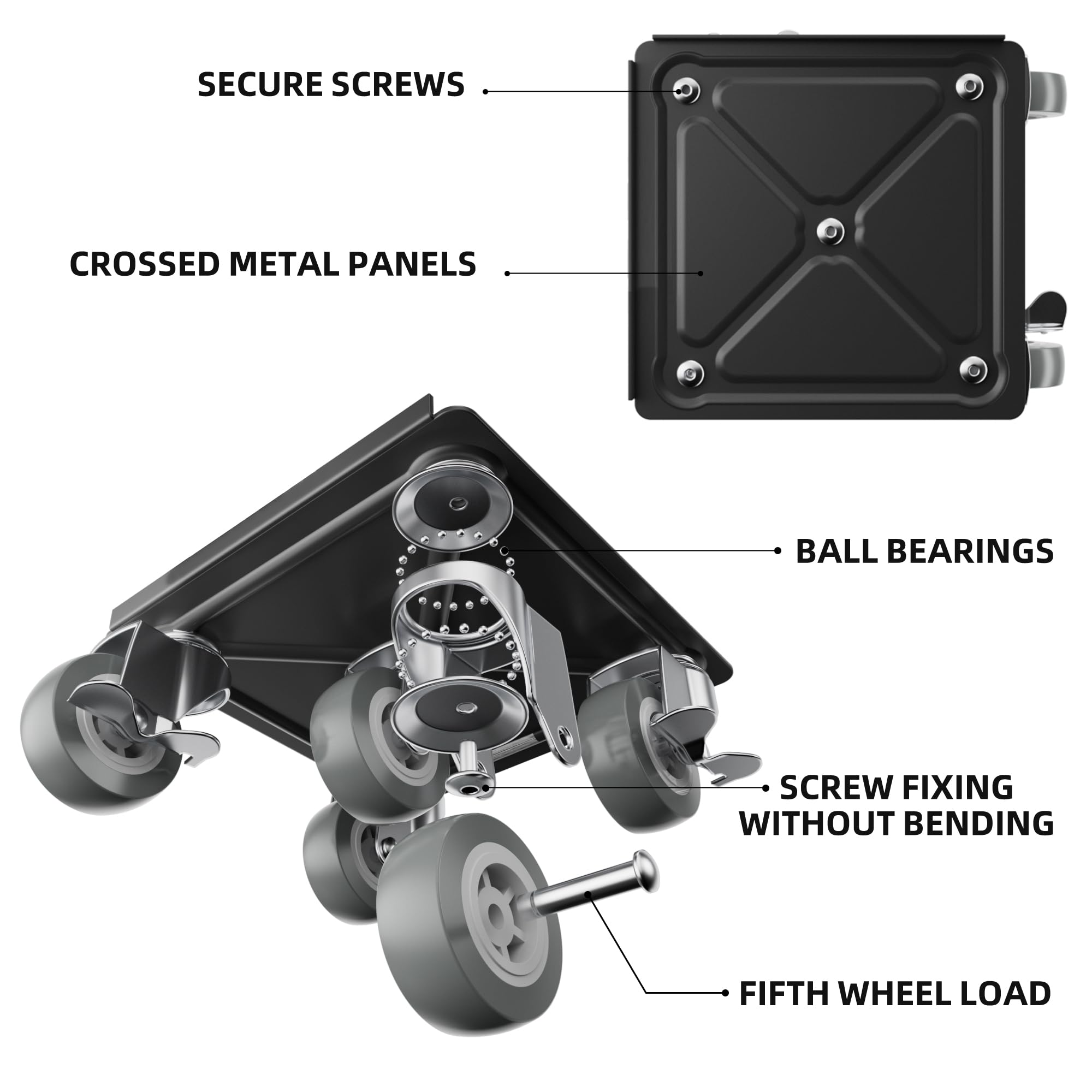 LOYAL TIGER Furniture Dolly,Furniture Mover Pro Set,Furniture Lifter with 5 360° Rotatable Rubber Universal Wheels,Carbon Steel Panel Furniture Movers,Maximum Load 2000LBS.