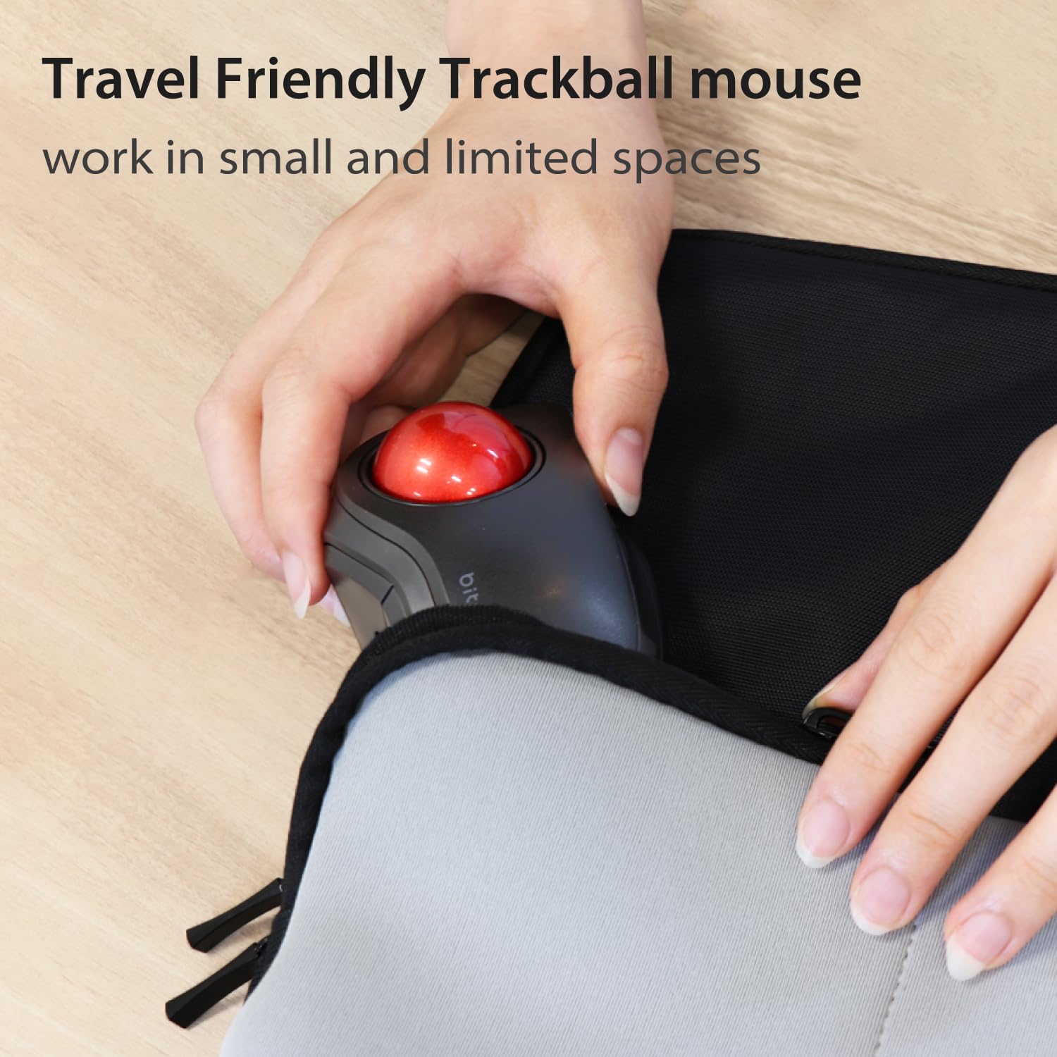 ELECOM Bitra Small Travel Trackball Mouse with Case, Bluetooth Wireless, Index Finger Control, Silent Mouse, Ergonomic Design, 5 Programmable Buttons