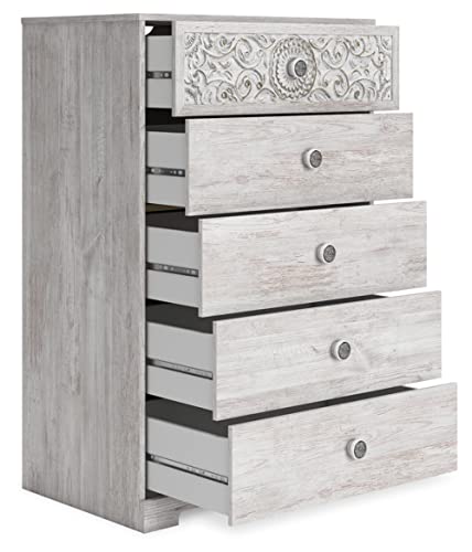 Signature Design by Ashley Paxberry Bohemian 5 Drawer Chest of Drawers, White