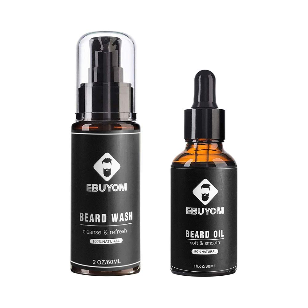 EBUYOM Beard Kit Beard Care For Men,Beard Oil,Beard Balm,Beard Shampoo,Beard Wooden Comb,Beard Brush,Mustache Scissors,Storage Bag,Beard Growth Grooming & Trimming Gift Set Beard Growth Kit