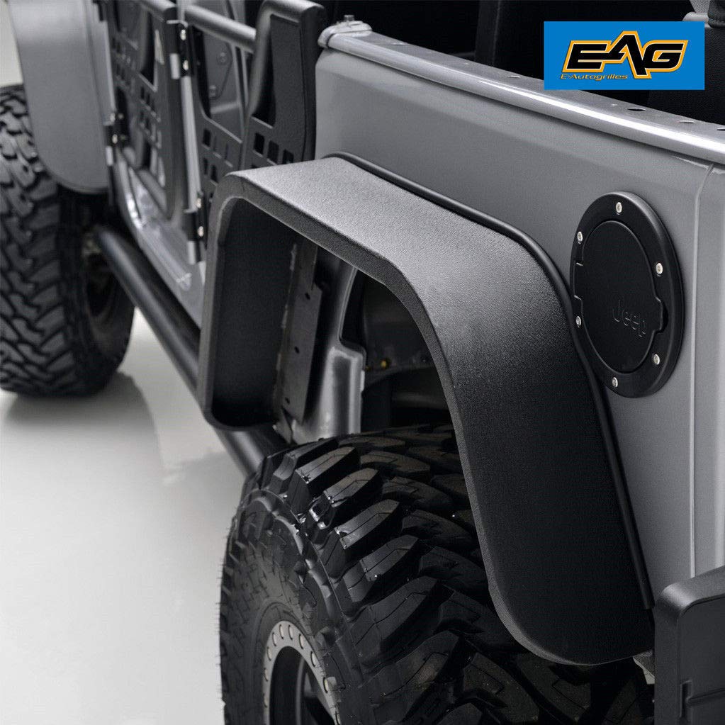 EAG Front + Rear Fender Flares Steel Flat Style 4PCS Fit for 07-18 Wrangler JK