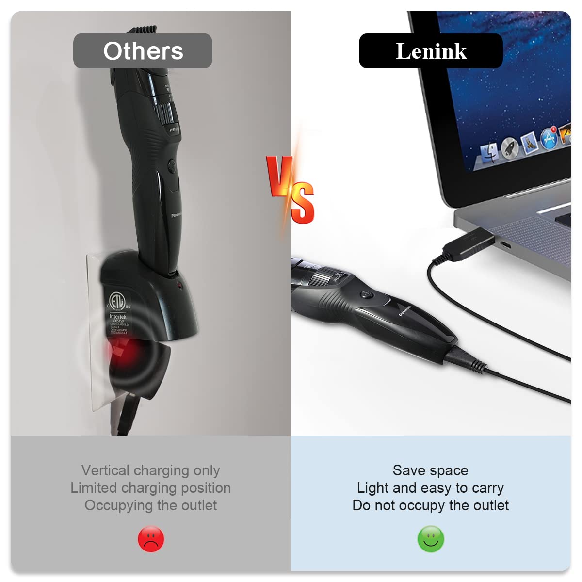 Lenink Charger Compatible with Panasonic ER-GB42-K, USB Charging Cable Cord Replacement for Beard Trimmer (1m/3.2ft, Black)