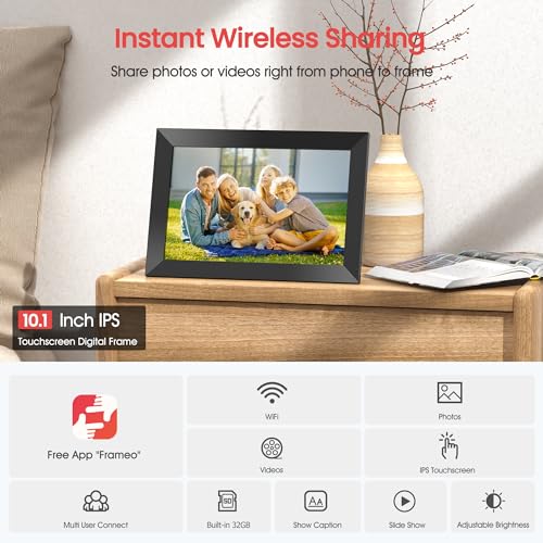 Frameo 10.1 Inch WiFi Digital Picture Frame, 1280x800 HD IPS Touch Screen Photo Frame Electronic, 32GB Memory, Auto-Rotate, Wall Mountable, Share Photos/Videos via Frameo App from Anywhere 3 Pack