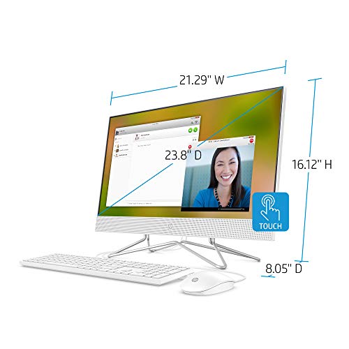HP 24-inch All-in-One Touchscreen Desktop Computer, AMD Athlon Gold 3150U Processor, 8 GB RAM, 512 GB SSD, Windows 10 Home (24-df0040, White), Snow White