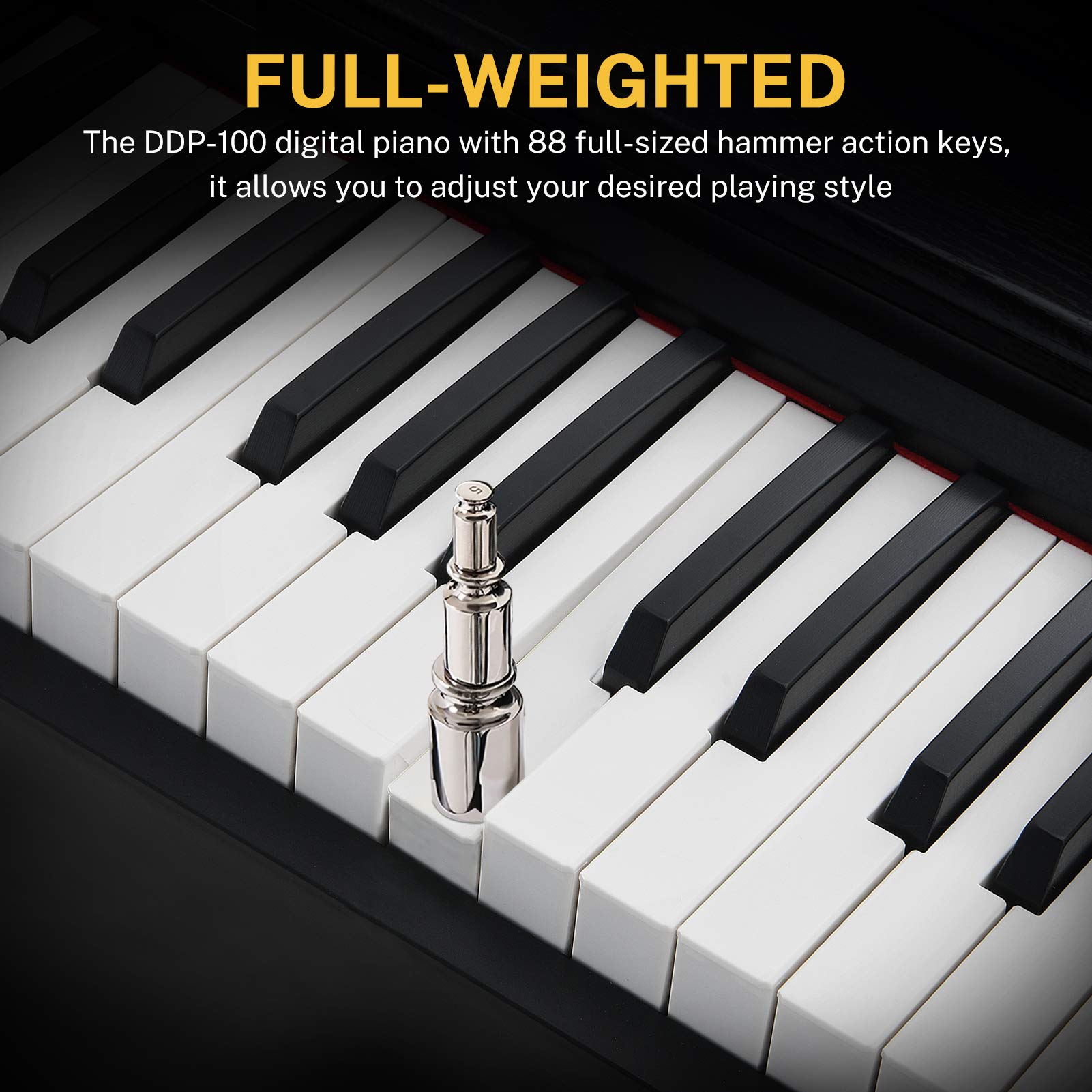 Donner DDP-100 88-Key Weighted Action Digital Piano with Piano Bench, Beginner Bundle with Furniture Stand, Power Adapter, Triple Pedals, MP3 Function, Black